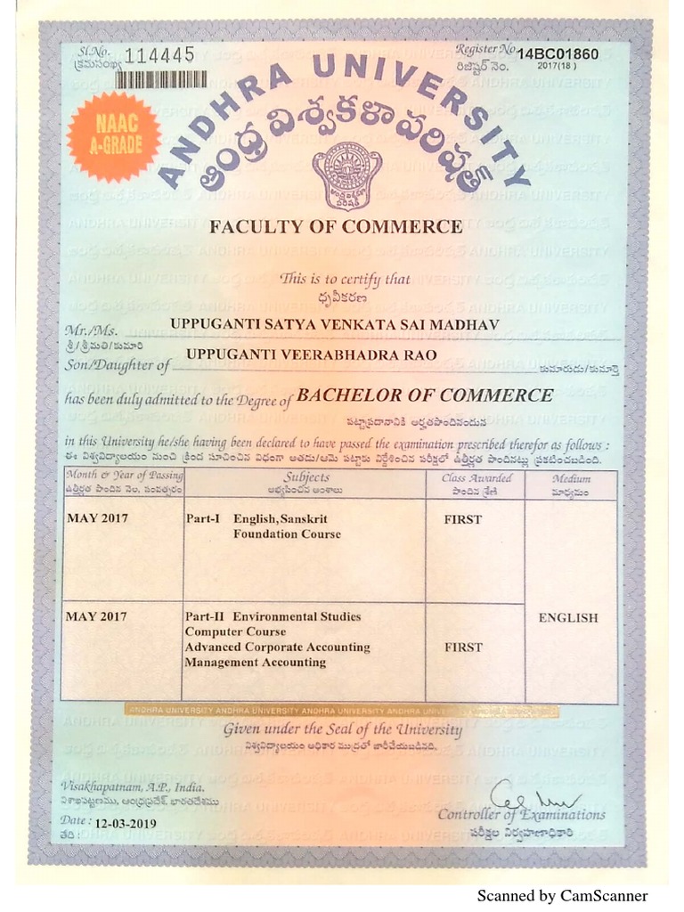 Degree Certificate | PDF