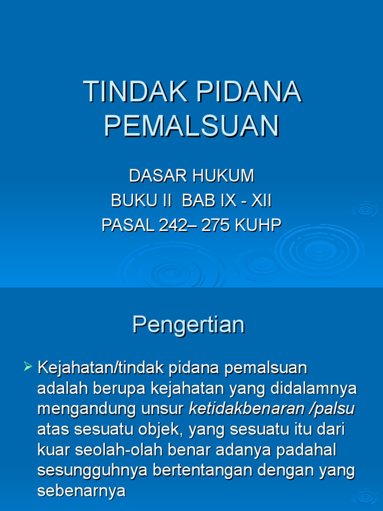 Tindak Pidana Pemalsuan | PDF