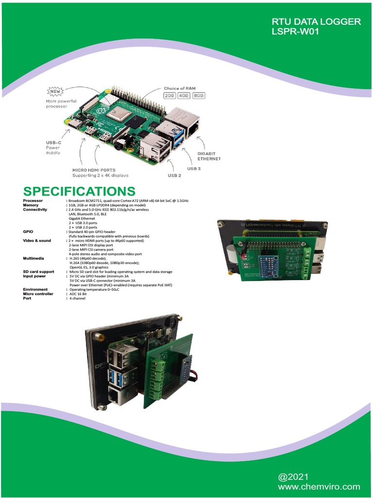 Specifications: Rtu Data Logger LSPR-W01 | PDF
