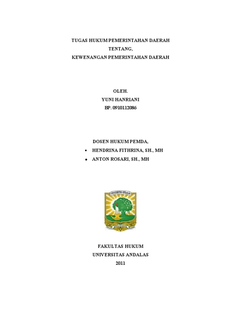 Tugas Hukum Pemerintahan Daerah | PDF | Politik | Hukum