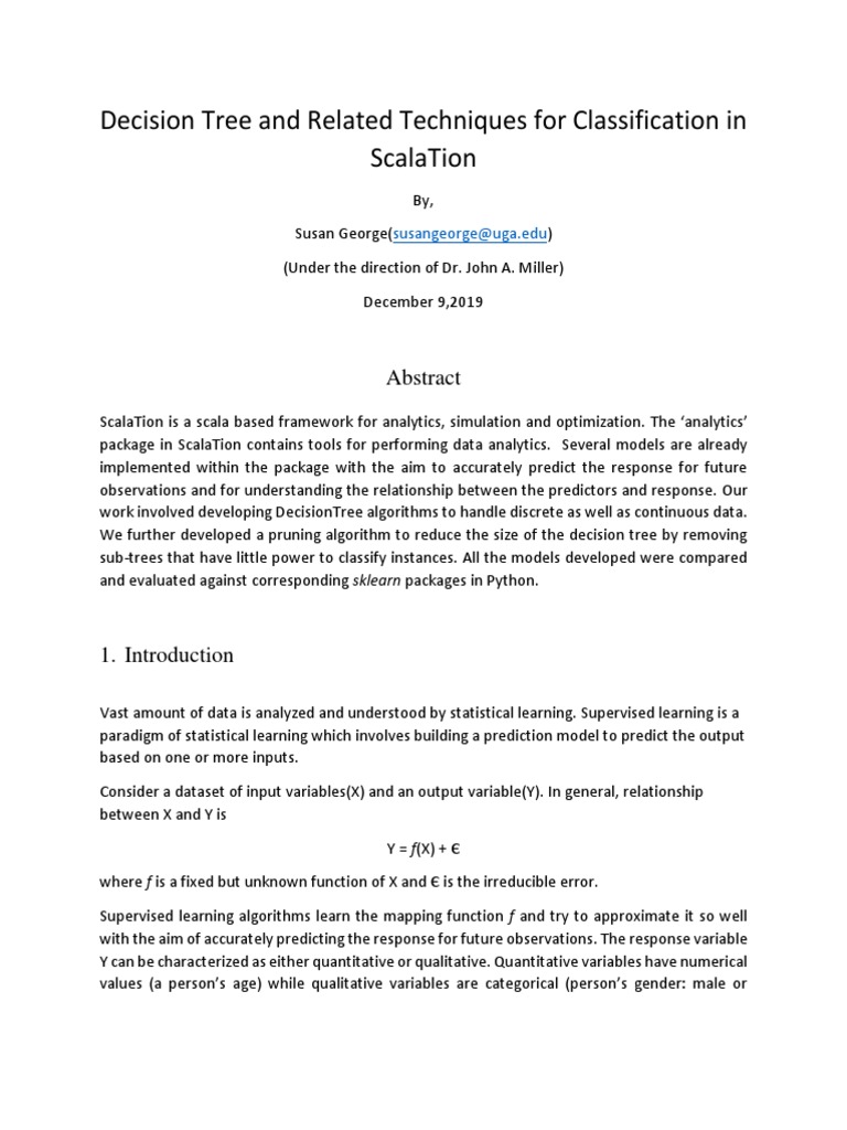 Decision Tree and Related Techniques For Classification in Scalation | PDF | Statistical ...