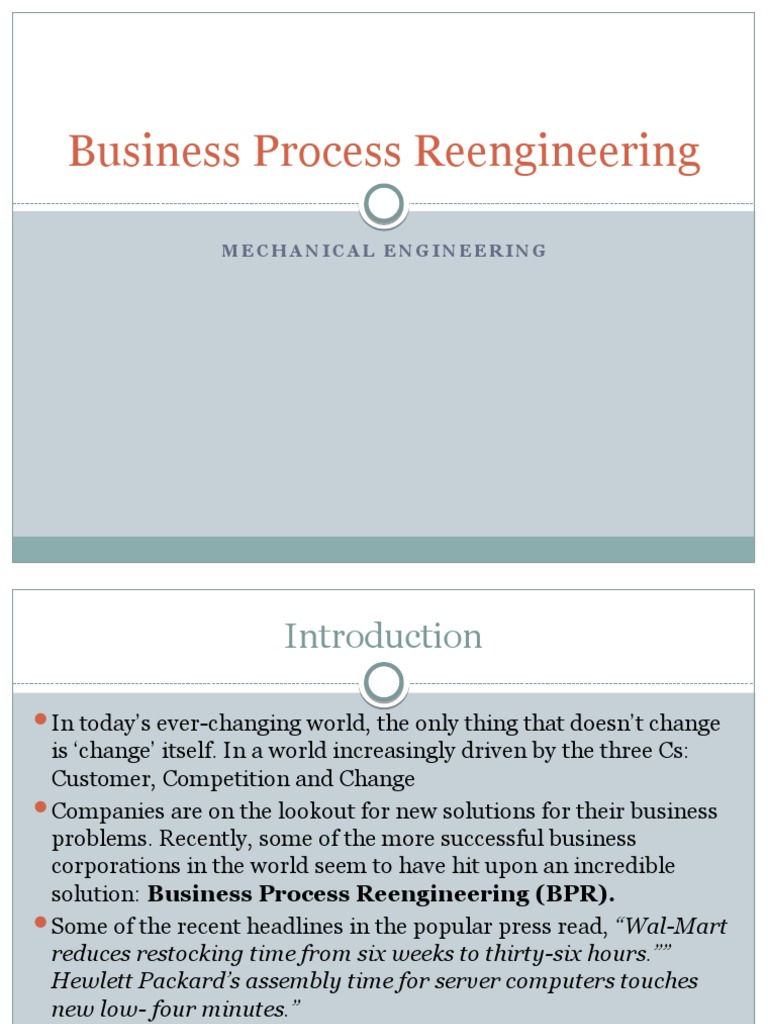 Business Process Reengineering: Mechanical Engineering | PDF | Business ...