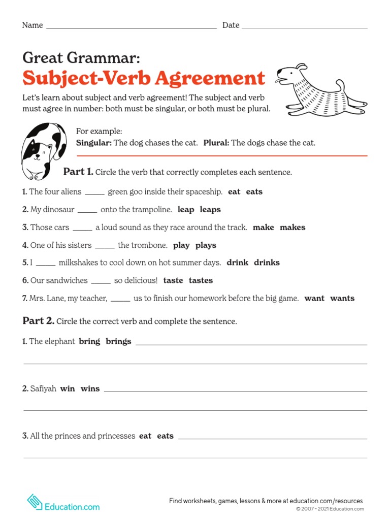 Great Grammar Subject Verb Agreement | PDF