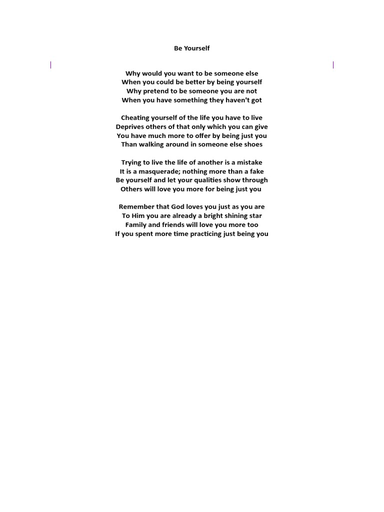 Poem (Self Esteem) | PDF