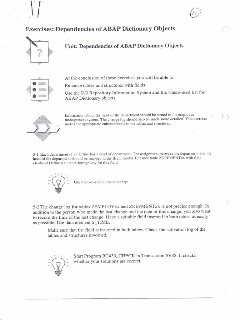 ABAP Dictionary: Exercises: of | PDF | Table (Database) | Information Science