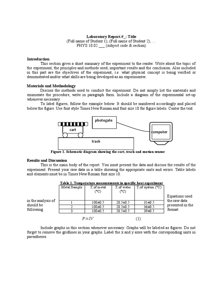 Revised Laboratory Report Template | PDF | Experiment | Data