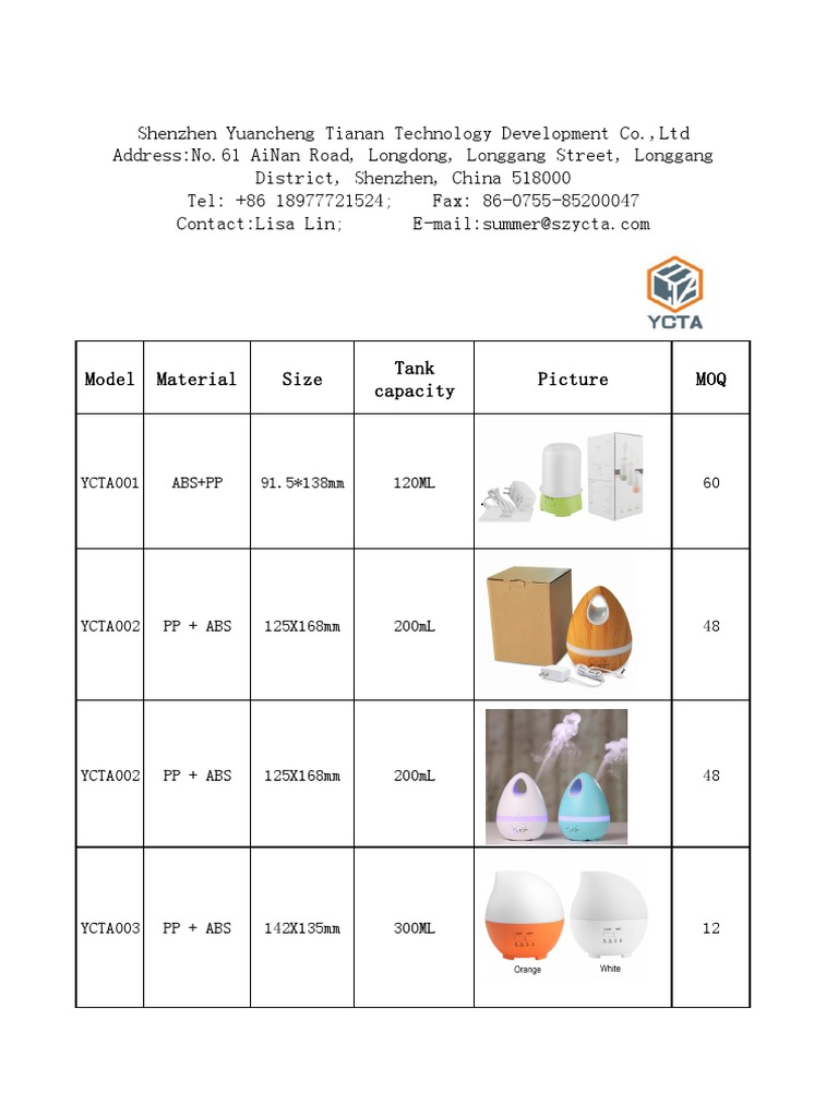 Aroma Diffuser Catalogue | PDF