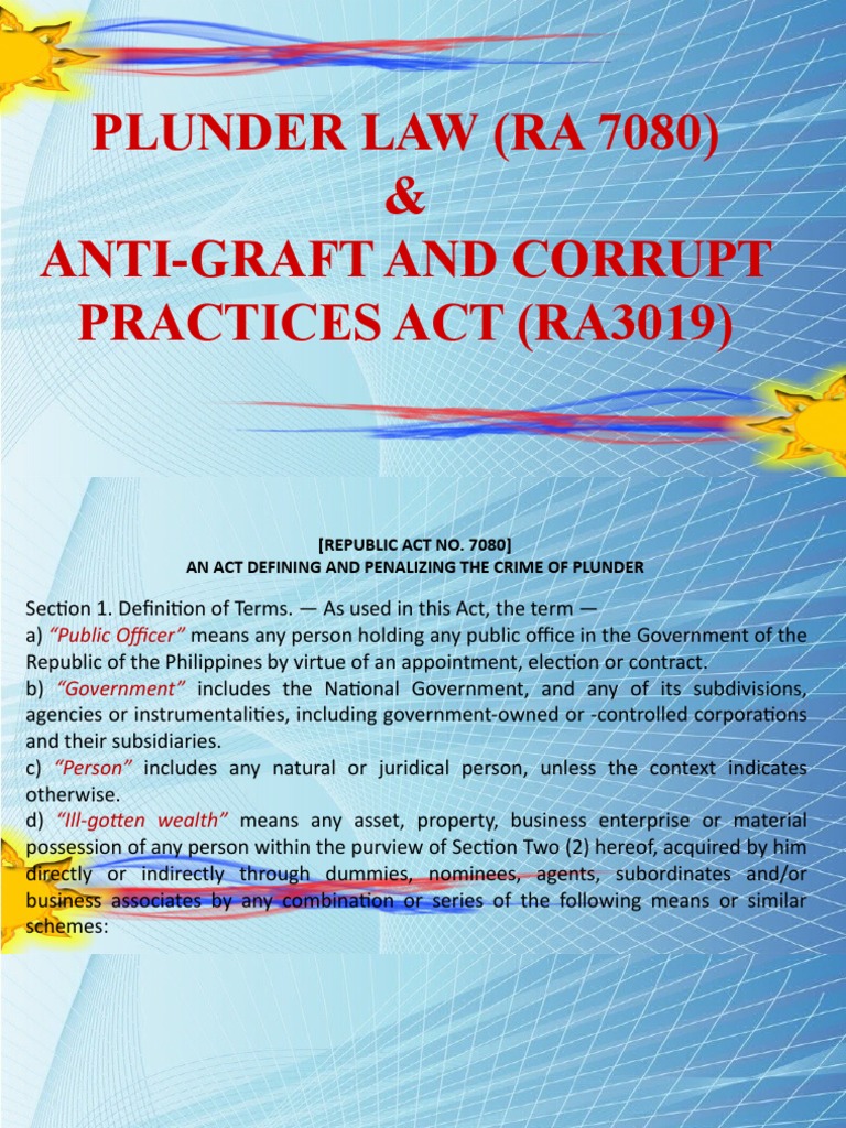 Plunder Law Ra 7080 | PDF | Statute Of Limitations | Crime & Violence