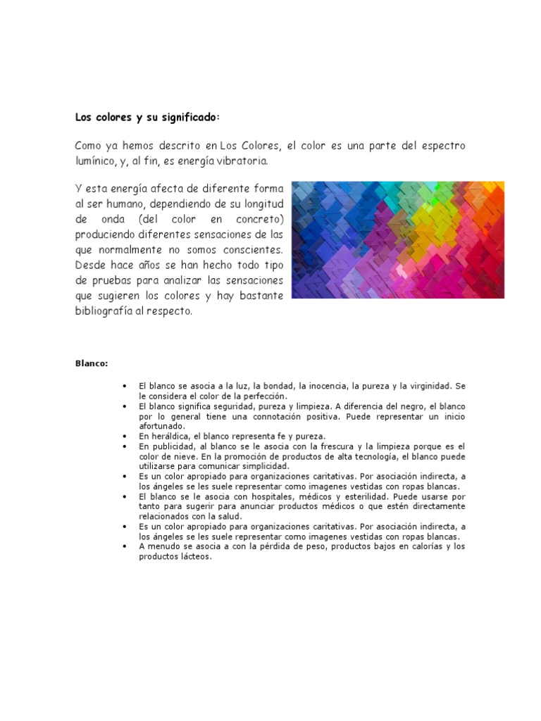 Significado de 20 colores y sus efectos | PDF | Amarillo | Color
