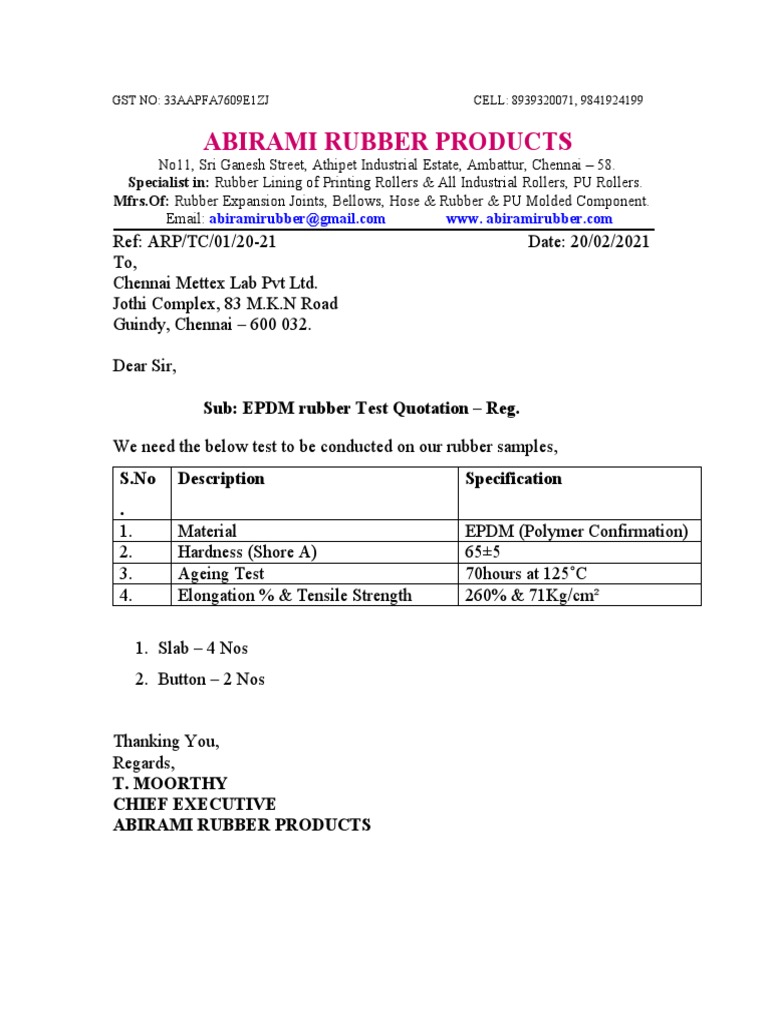 Testing Covering Letter - Mettex Lab (For RE1) | PDF | Computers