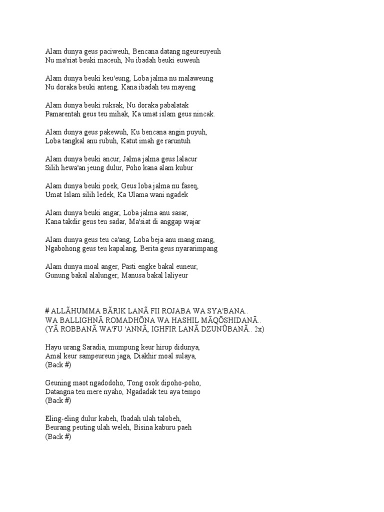 Alam Dunya Geus Paciweuh | PDF | Seni | Agama & Spiritualitas