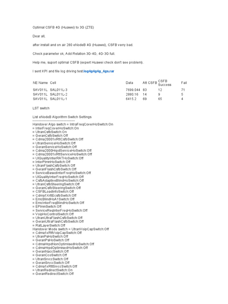 Optimal CSFB 4G | PDF | High Speed Packet Access | Electronics