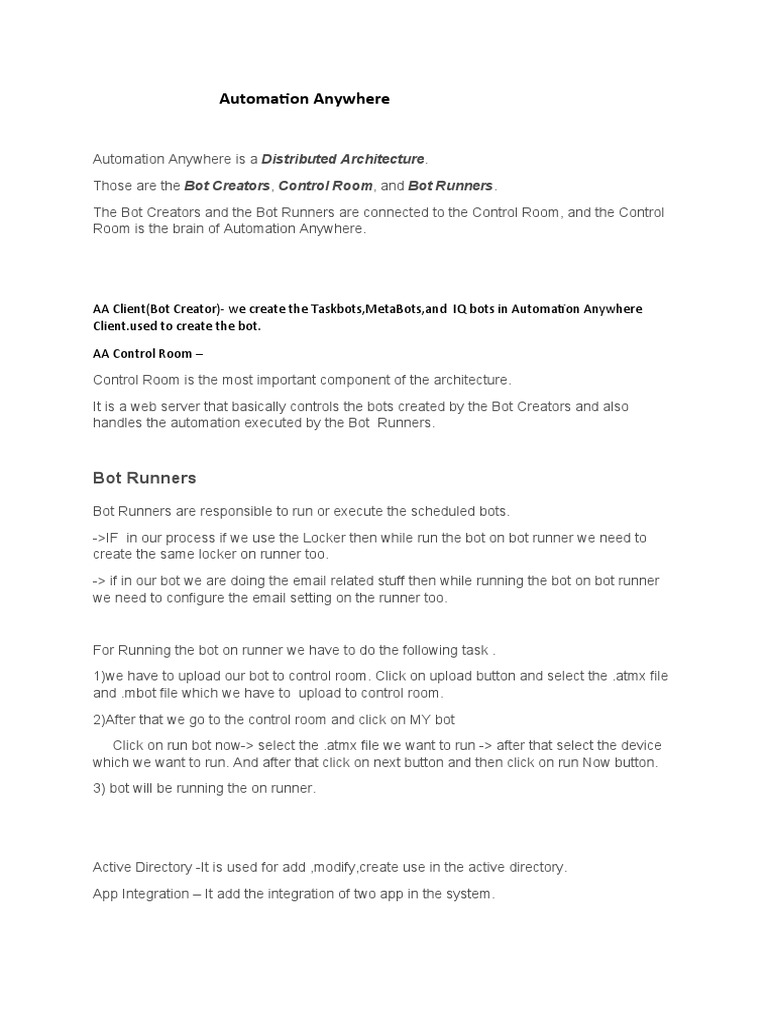 Automation Anywhere: Bot Runners | PDF