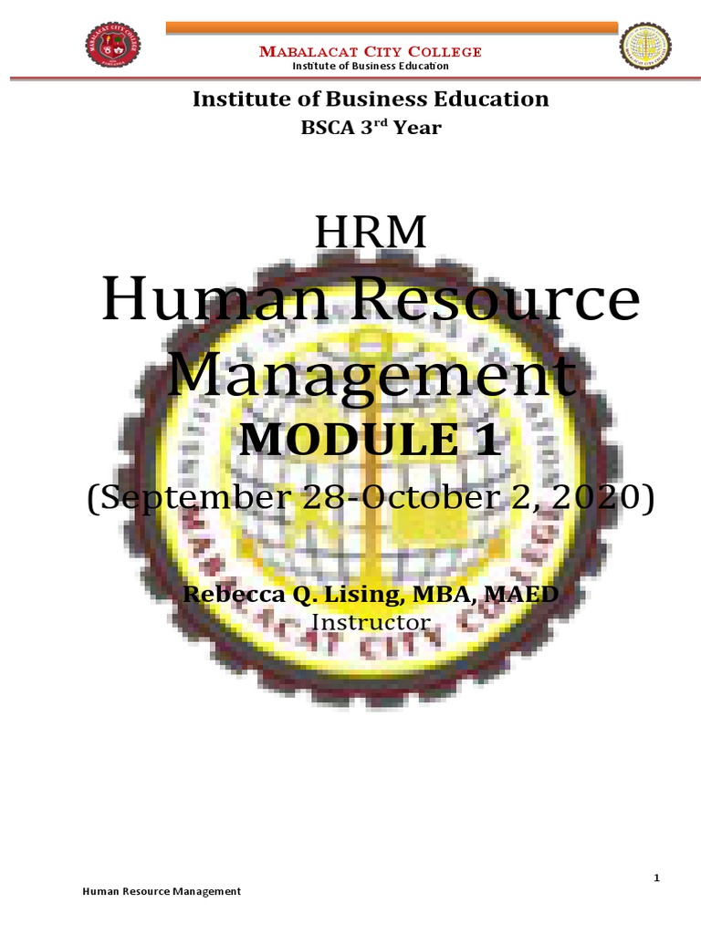 Module 1 HRM | PDF | Human Resource Management | Human Resources