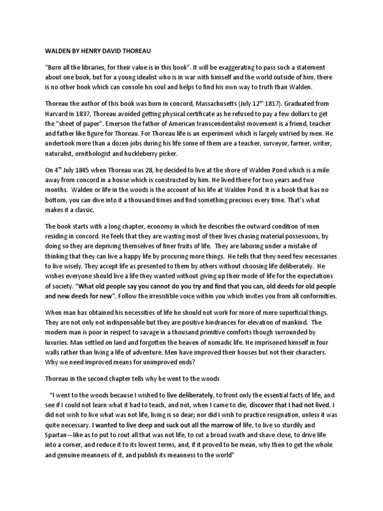 Walden by Henry David Thoreau | PDF | Walden | Henry David Thoreau