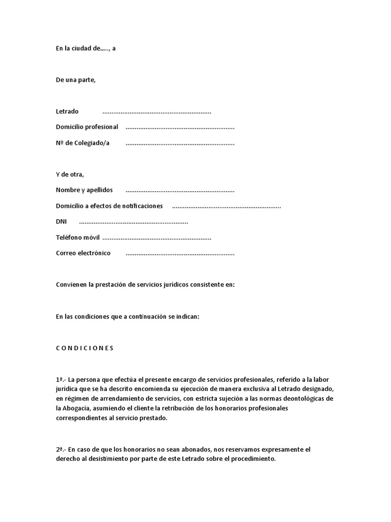 Modelo de Hoja de Encargo Abogado | PDF | Gobierno | Abogado