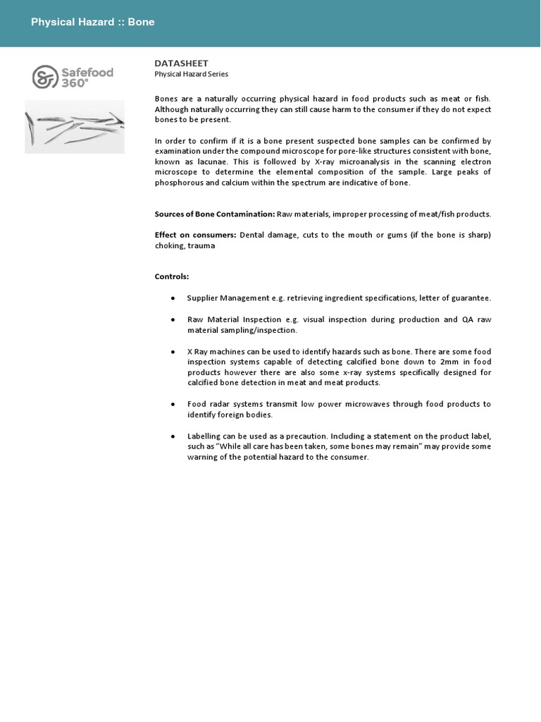 Bone Contamination in Food Safety | PDF | Science & Mathematics