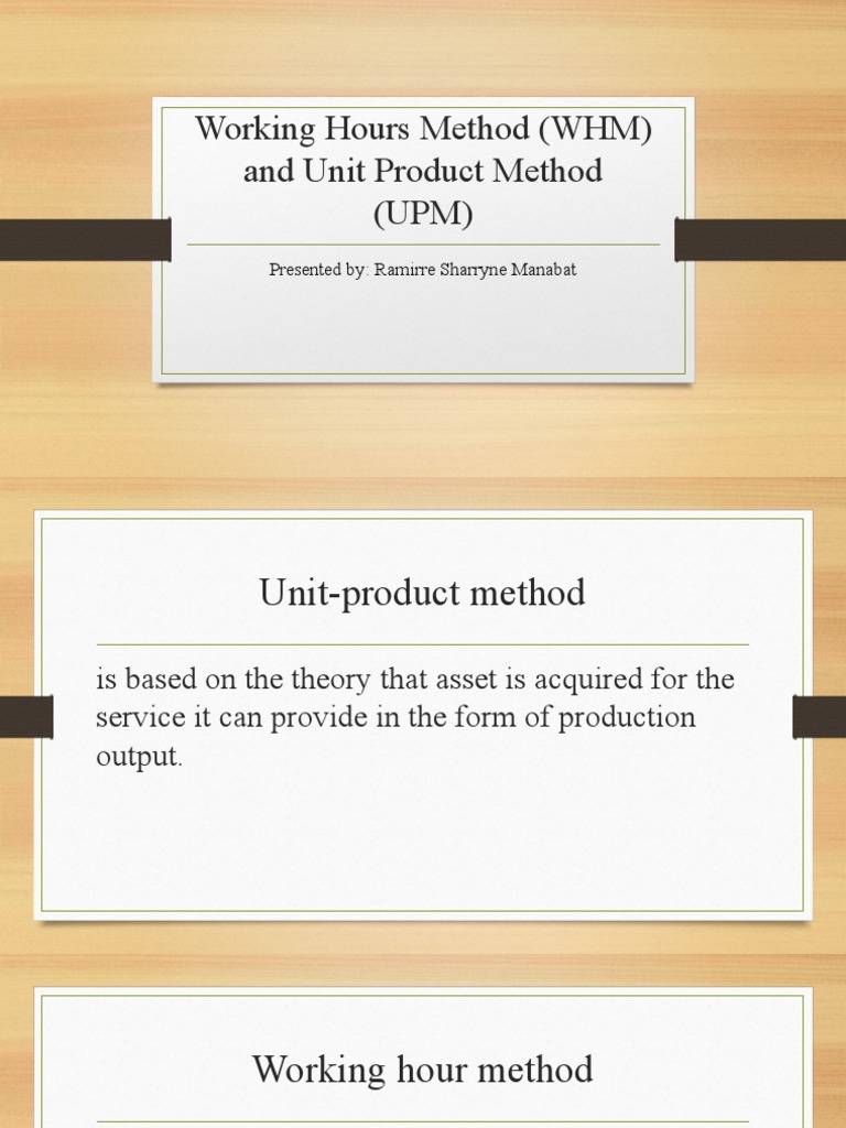 Working Hours Method WHM and Unit | PDF | Depreciation | Applied ...