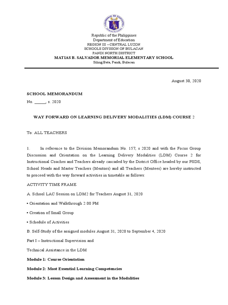 School Memo Ldm2 | Download Free PDF | Applied Psychology | Communication