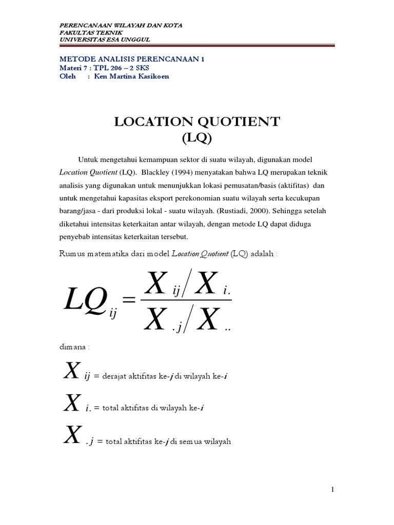 Analisis Location Quotient (LQ) | PDF | Metode & Bahan Ajar | Teknologi ...