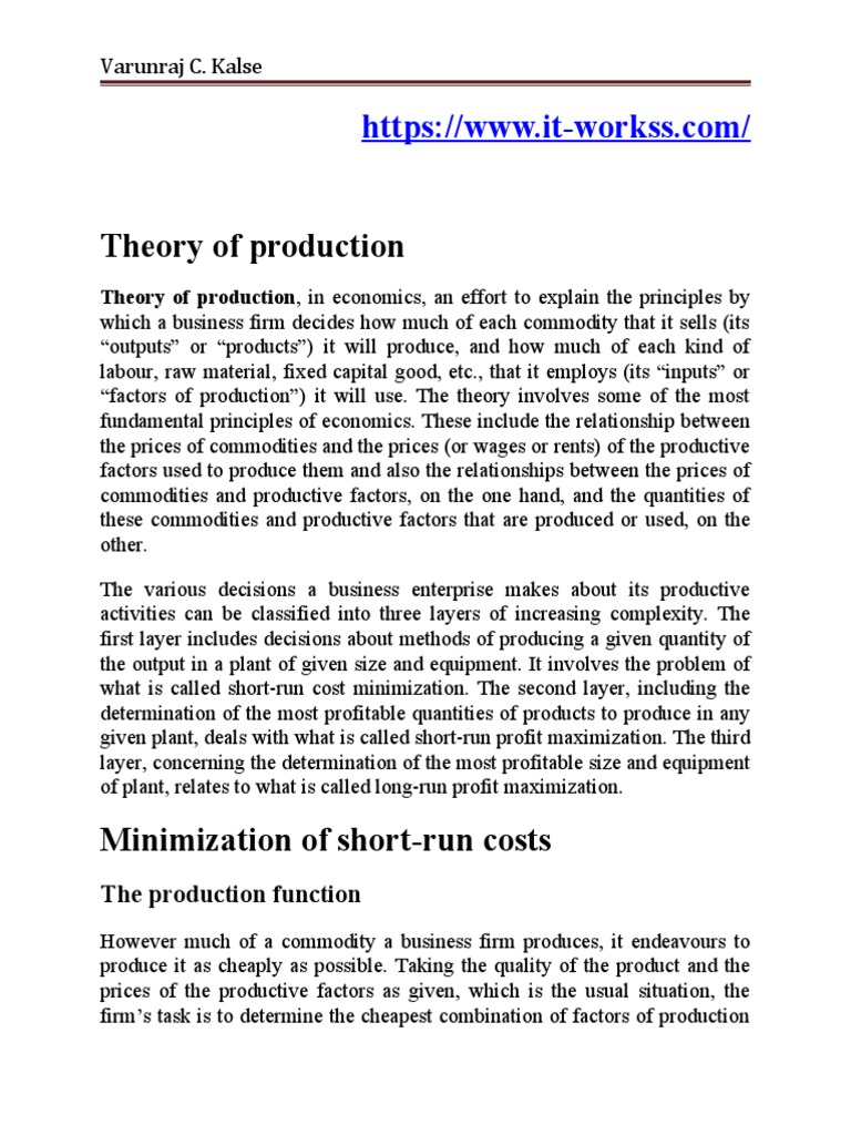 Production Theory | PDF