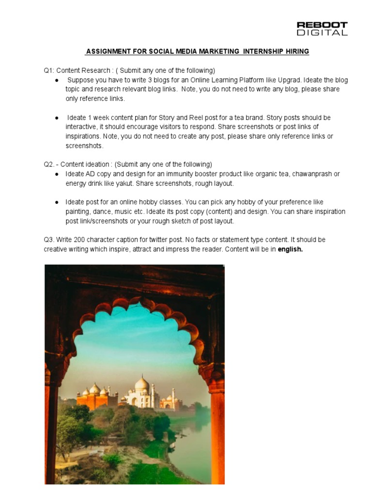 Social Media Marketing Internship Assignment | PDF