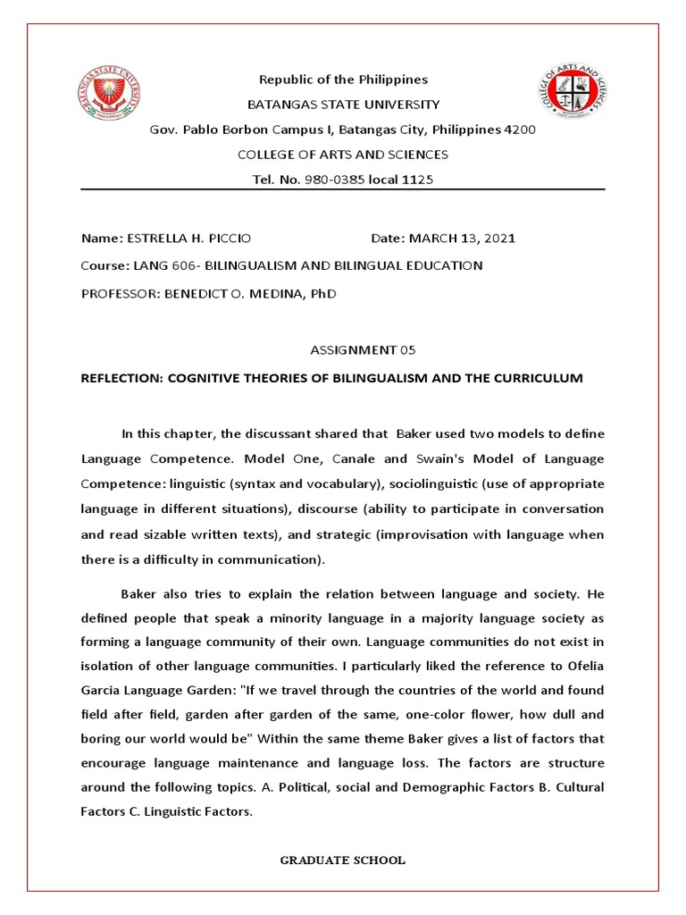 Cognitive Theories of Bilingualism ND The Curriculum | PDF | Multilingualism | Second Language