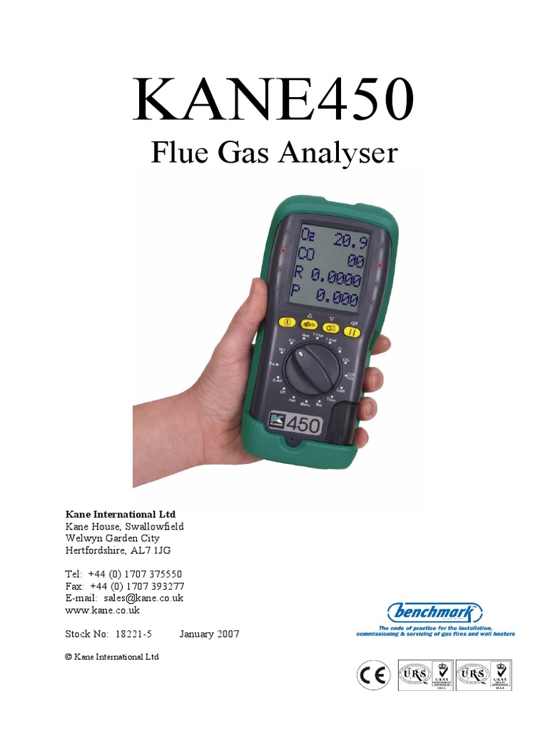 Kane 450 Operating Manual | PDF | Battery Charger | Rechargeable Battery