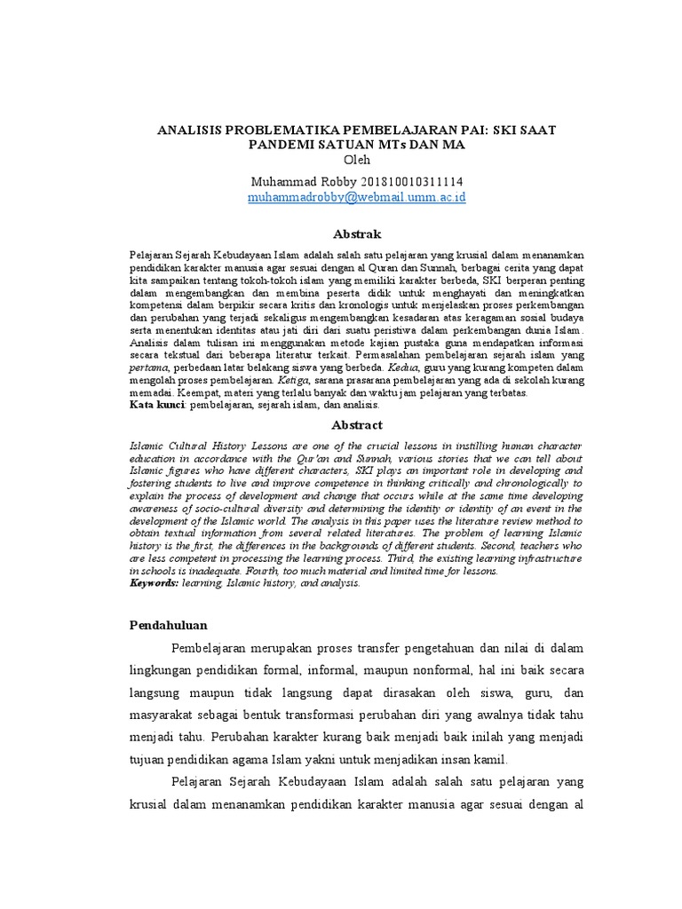 Analisis Problematika Pembelajaran Pai Ski | PDF