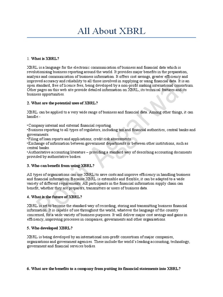 All About XBRL: 2. What Are The Potential Uses of XBRL? | PDF | Html Element | Html