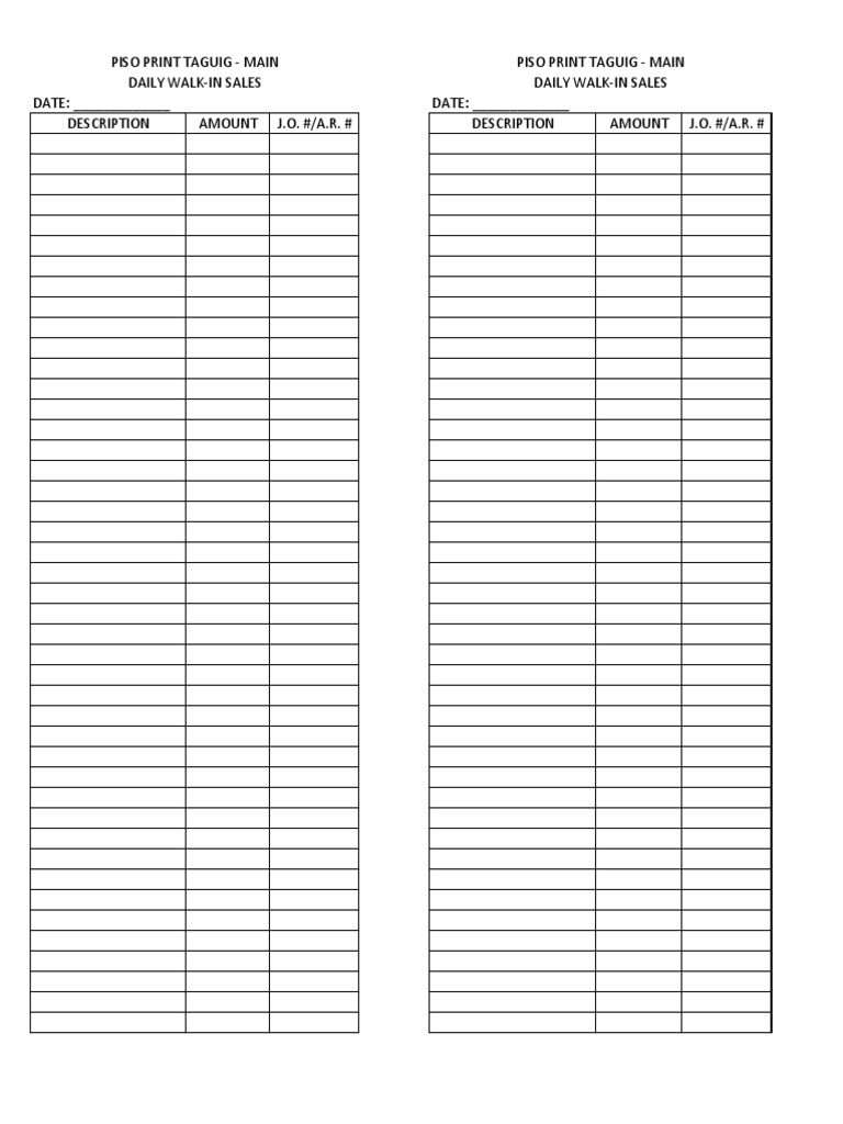 Daily Walk in Sales | PDF | Business