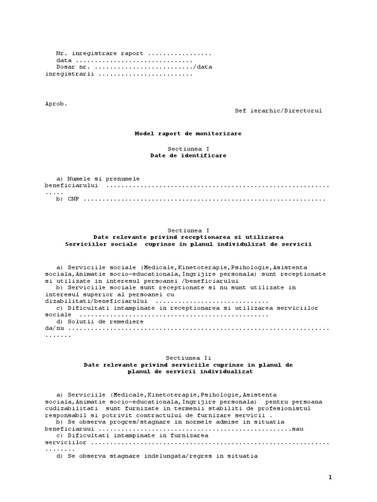 Model Raport Monitorizare Spas | PDF