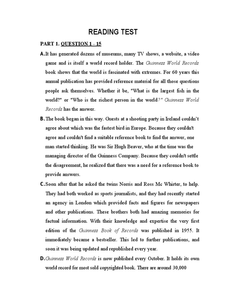 Reading Test: Records Has The Answer | PDF
