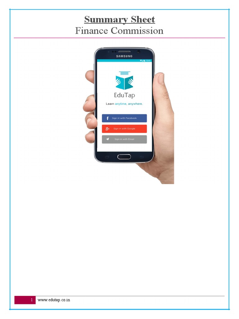 Finance Commission: Summary Sheet | PDF | Policy | Government