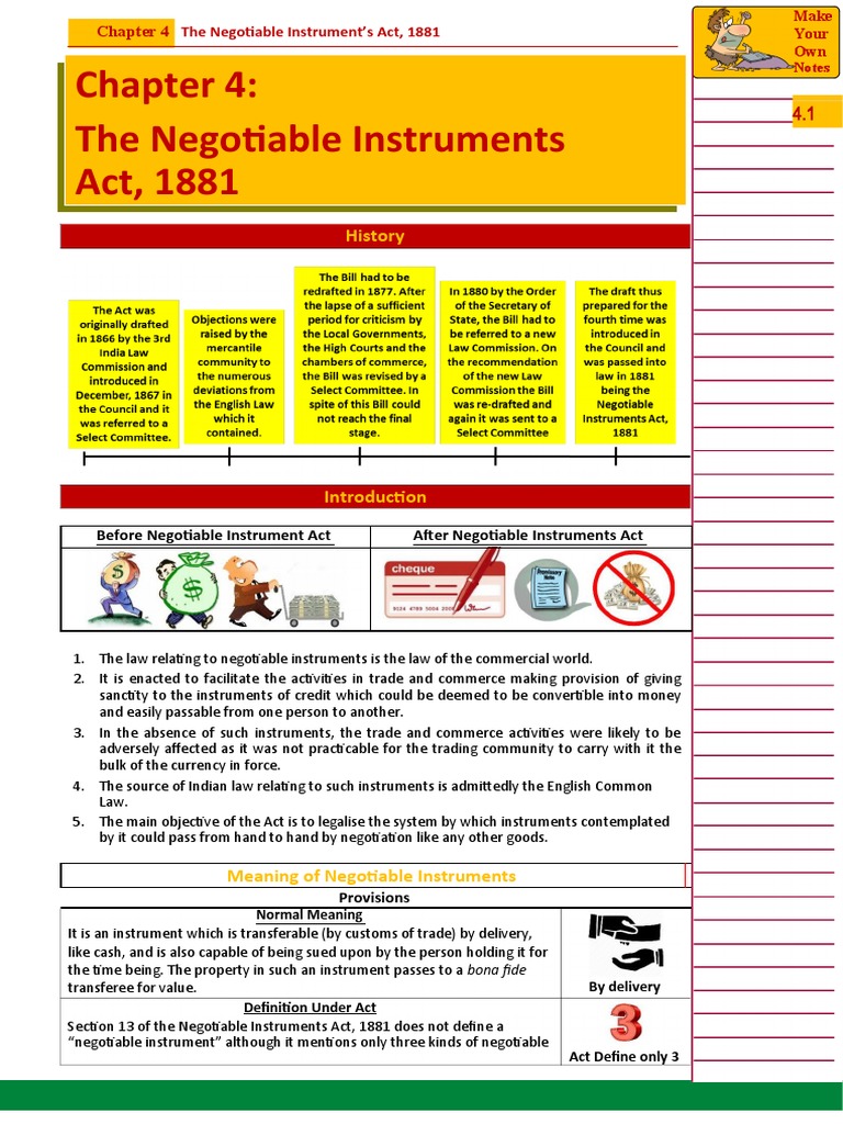 NI Act Notes-1 | PDF | Negotiable Instrument | Cheque
