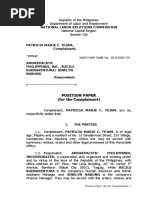 Position Paper Labor Case | PDF | Employment | Complaint