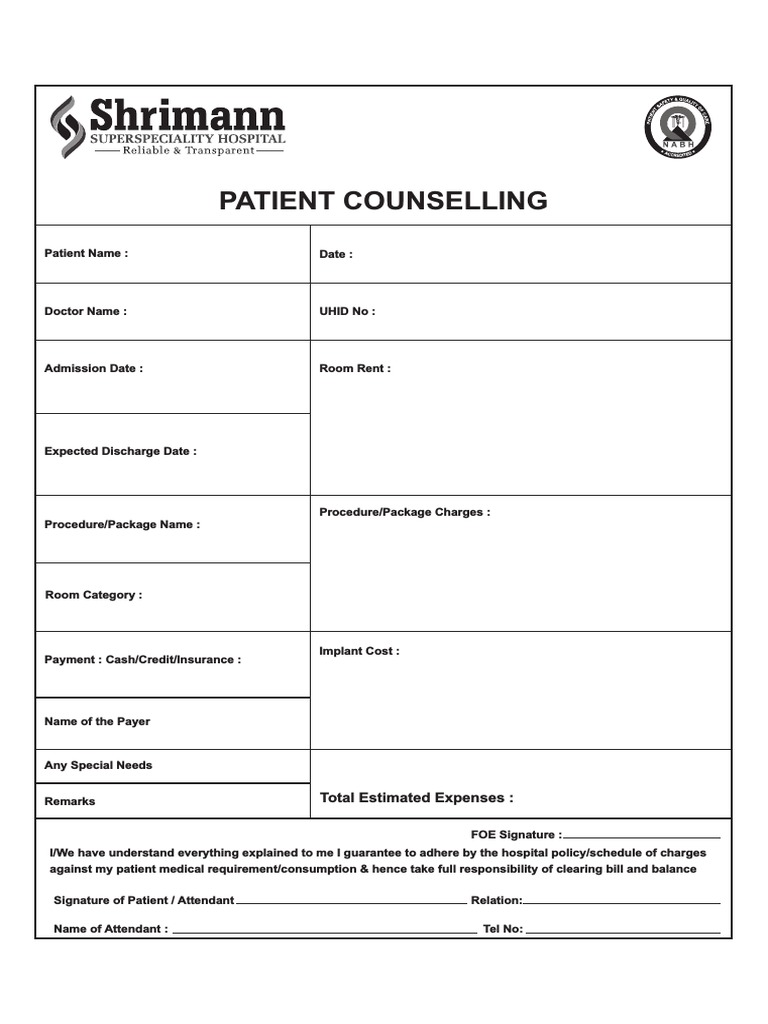 Hospital Counseling Form | PDF