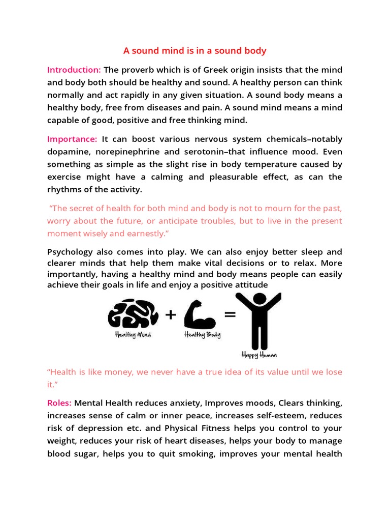A Sound Mind Is in A Sound Body | PDF