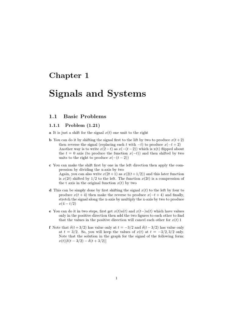 Signals and Systems HW Solutions Fall 2015 Chapters 1-4 | PDF ...