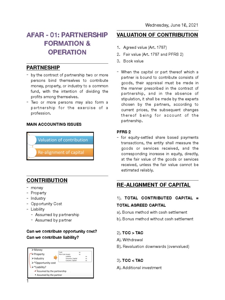 Afar 01 - Partnership Formation and Liquidation | PDF | Partnership ...