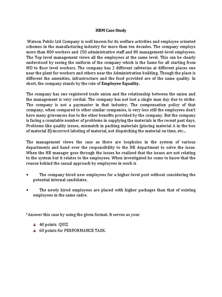 HRM Case Study | PDF | Career & Growth