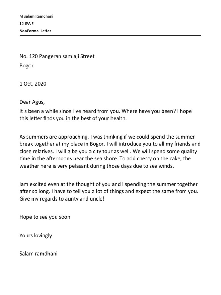 NonFormal Letter | PDF