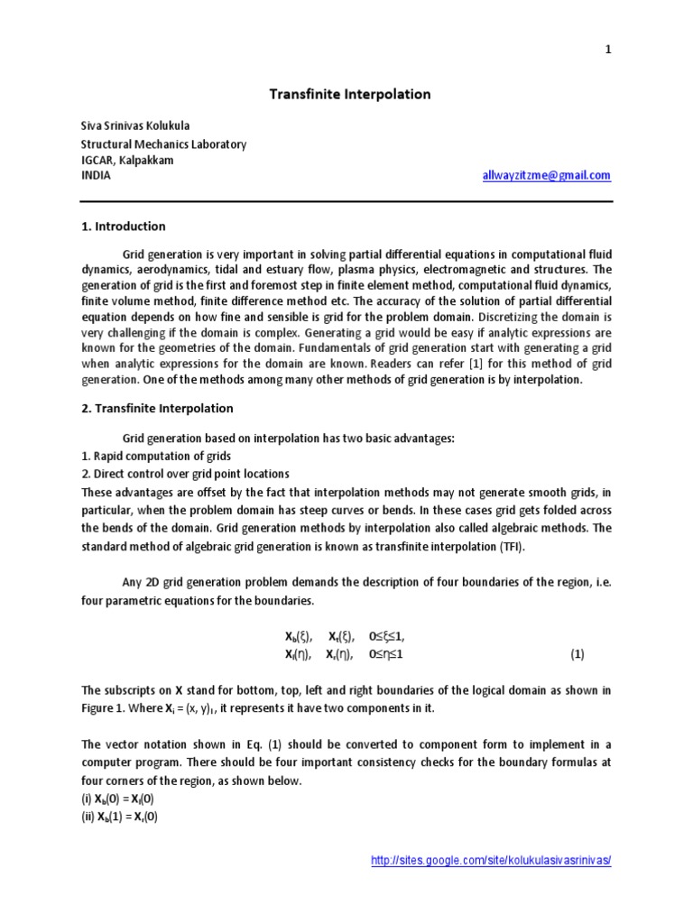 Transfinite Interpolation | PDF | Partial Differential Equation | Equations