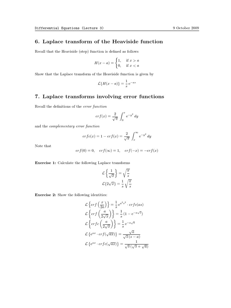 Laplace Transform of The Heaviside Function | PDF | Laplace Transform ...