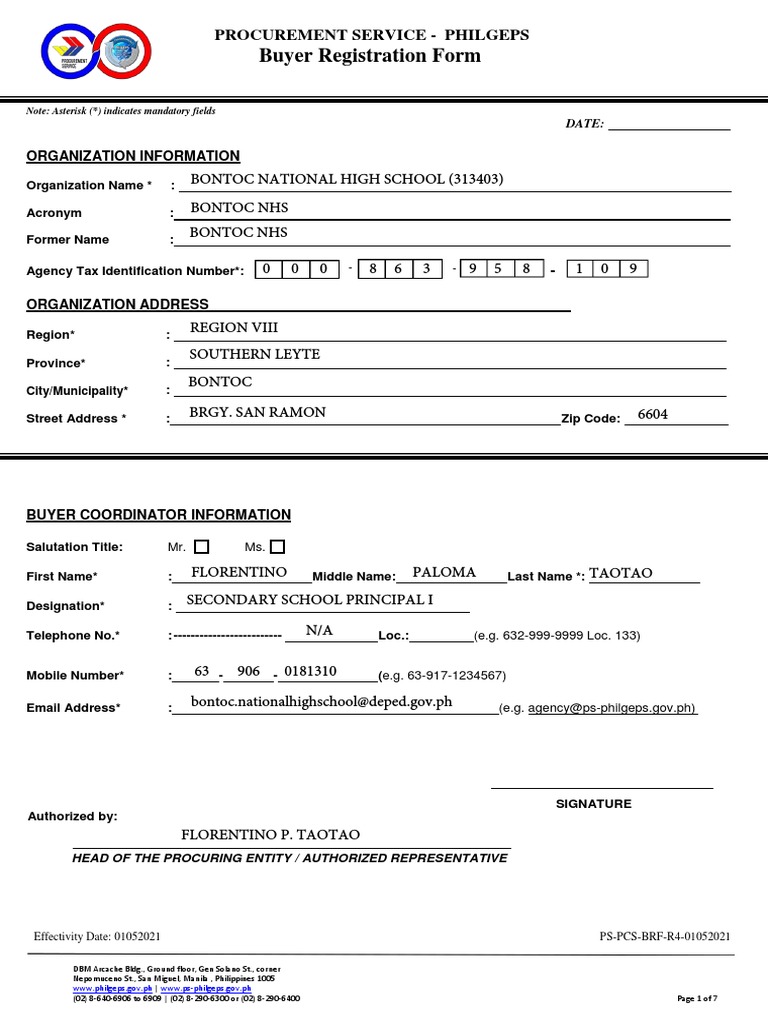 BRF - R4 - Buyer Registration Form - PhilGEPS | PDF | Legal Liability ...