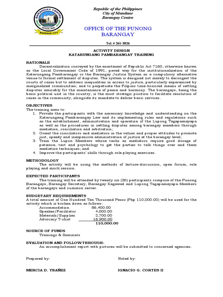 Activity Design Gad Planning | PDF | Mediation | Justice