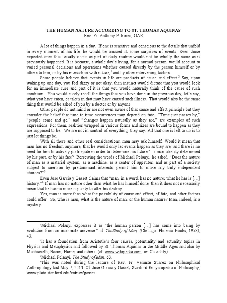 Understanding Human Nature in Aquinas | PDF | Thomas Aquinas | Nous