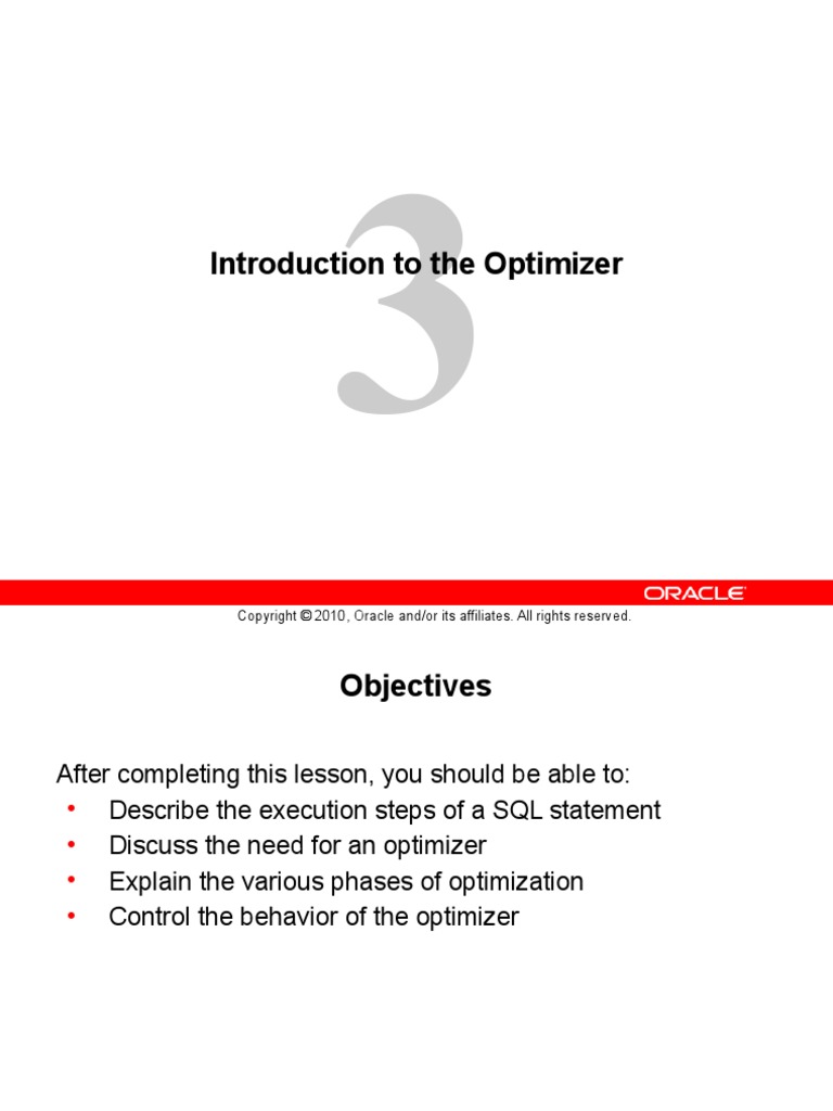 Introduction To The Optimizer | PDF | Sql | Database Index