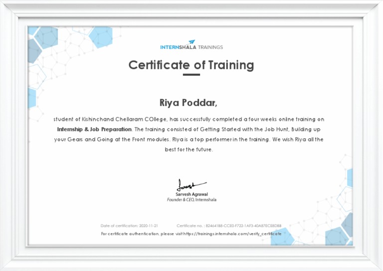 Internship & Job Preparation Training - Certificate of Completion | PDF