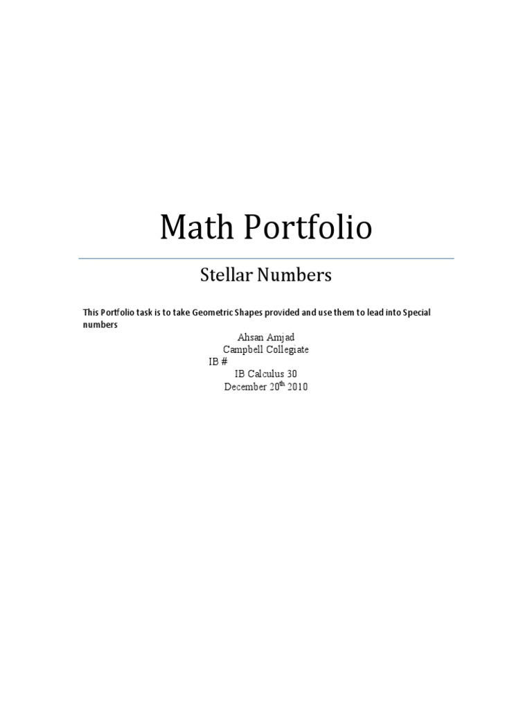 Math Portfolio: Stellar Numbers | PDF | Numbers | Infinity